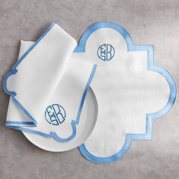 Matouk Mirasol Table Linens (Azure) | Heirloom Quality Linen - FLandB.com