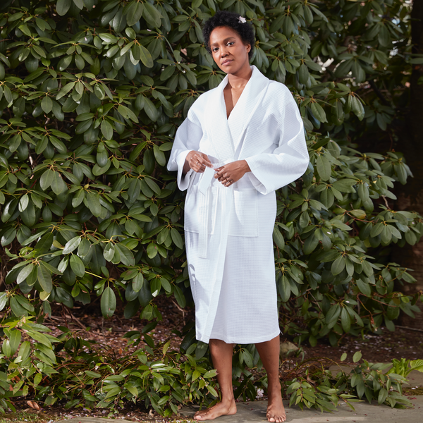 Matouk Waffle Robe (White) | Pure Cotton Luxury Robe - FLandB.com