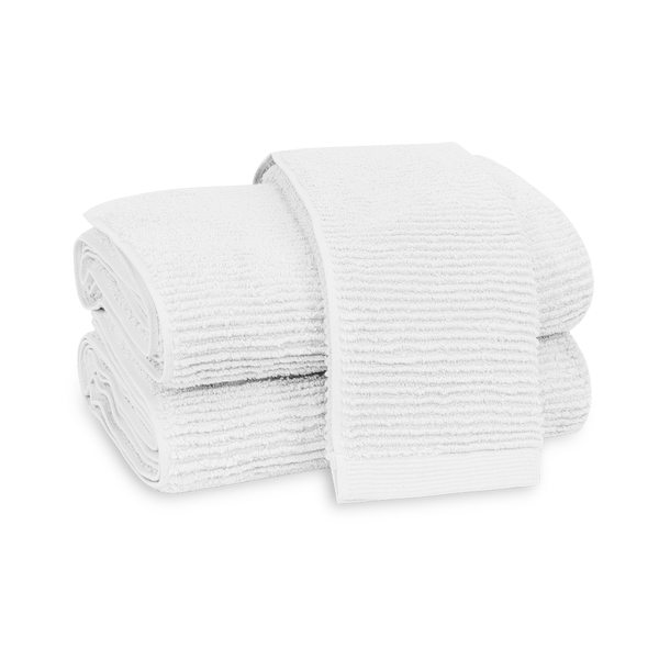 Matouk Aman Bath Towels (White) | Ribbed Texture | FLandB - FLandB.com