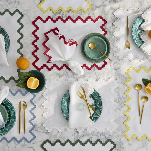 Matouk Aziza Table Linens (Hazy Blue) | High-End Pure Linen - FLandB.com