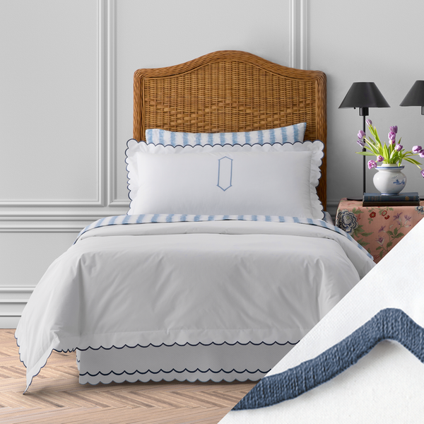 Matouk Dakota Bedding (Steel Blue) | Luxury Charm and Color Bedding ...