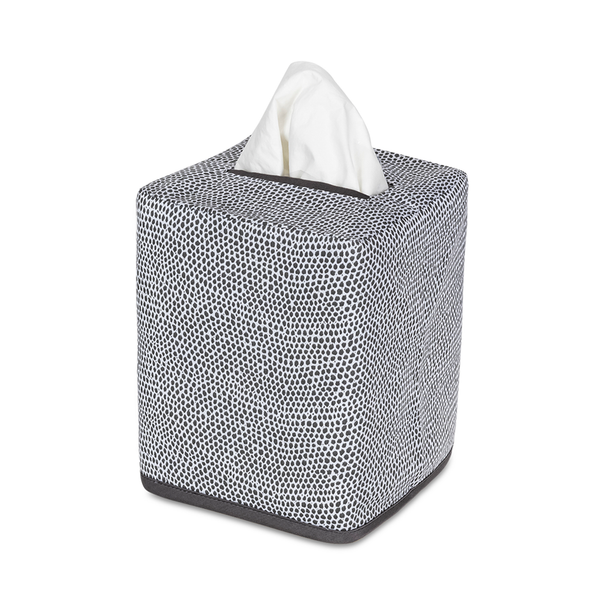 Matouk Jasper Tissue Box Cover - Charcoal | Pure Luxury Cotton - FLandB.com