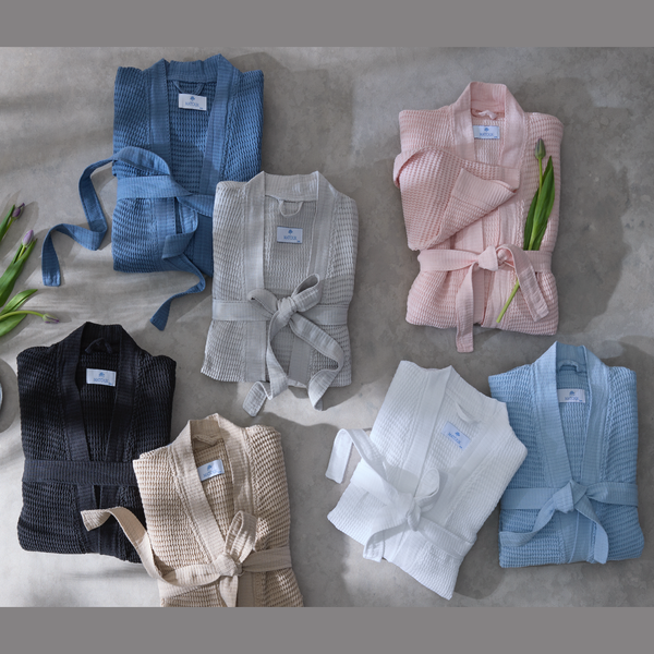 Matouk Kiran Waffle Bath Robe (Dune) | Fine Linen & Bath - FLandB.com