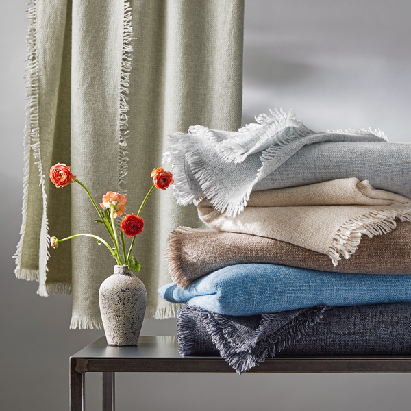 Matouk Maya Throw - Hazelnut | High End Throw Blanket | FLandB - FLandB.com