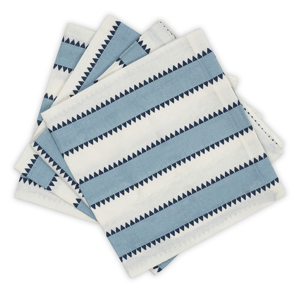 Matouk Schumacher Apollo Stripe Table Linens - Sky | FLandB - FLandB.com