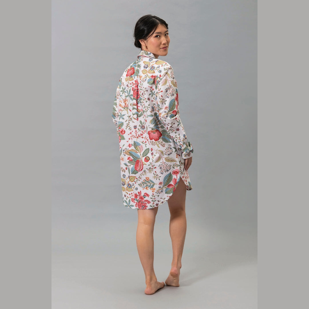 Matouk Luca Sleep Shirt (Pomegranate Pink Coral) | Relaxed Pajamas ...