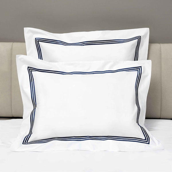 Signoria Platinum Percale Bedding (White/Dark Blue) | FLandB - FLandB.com