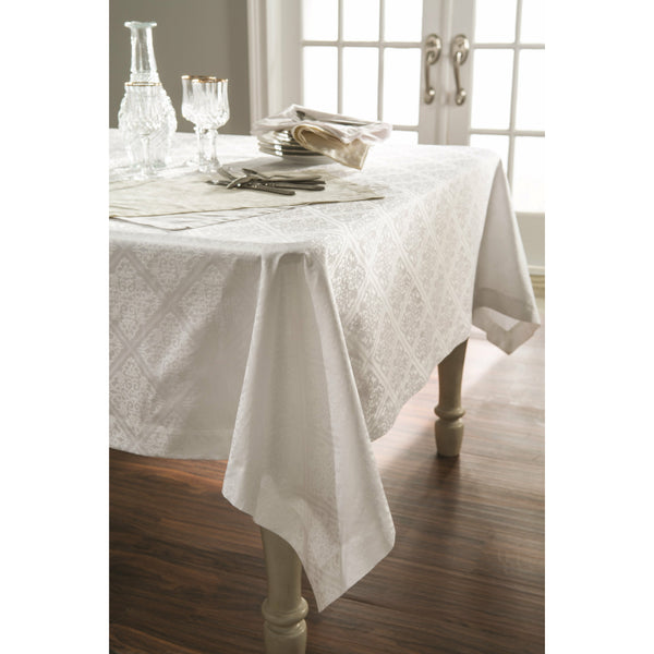 Home Treasures Luciana Scroll Table Linens (White) - Luxury Linens ...