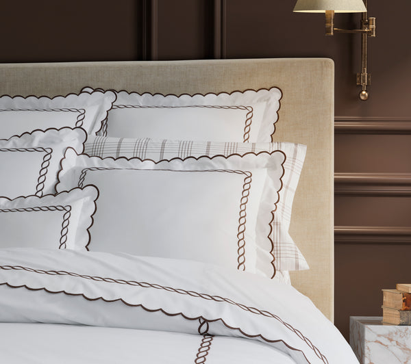 Matouk Classic Chain Scallop Bedding - Hazy Blue - Luxury Bedding ...