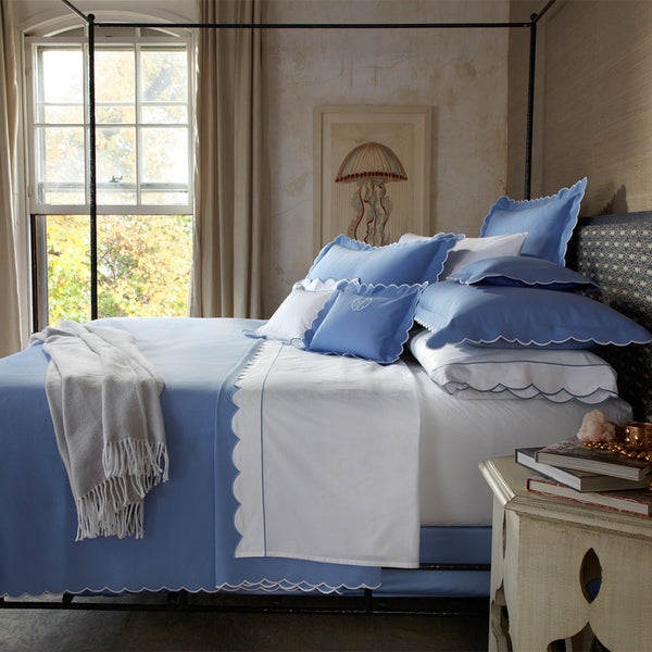 Matouk Diamond Pique Bedding - Azure - Luxury Bedding Online - FLandB.com