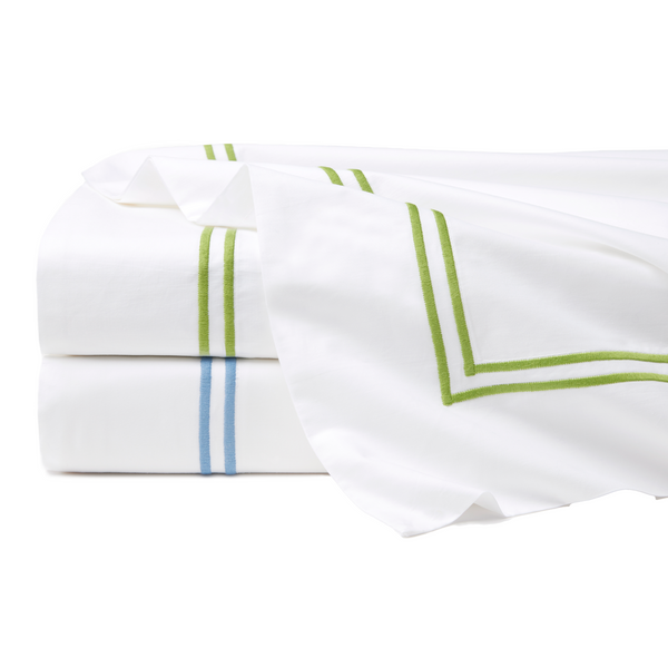 Sferra Grande Hotel Sheet Sets (White/Ocean)| 5-Star Hotel Fine Linens ...